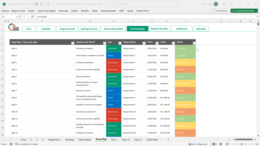 Planilha de Diagnóstico ESG baseada na ABNT PR 2030 em Excel ...