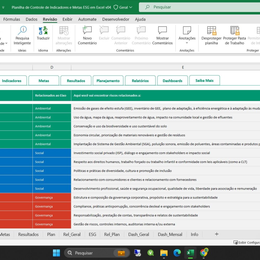 Planilha de Controle de Indicadores e Metas ESG em Excel ...